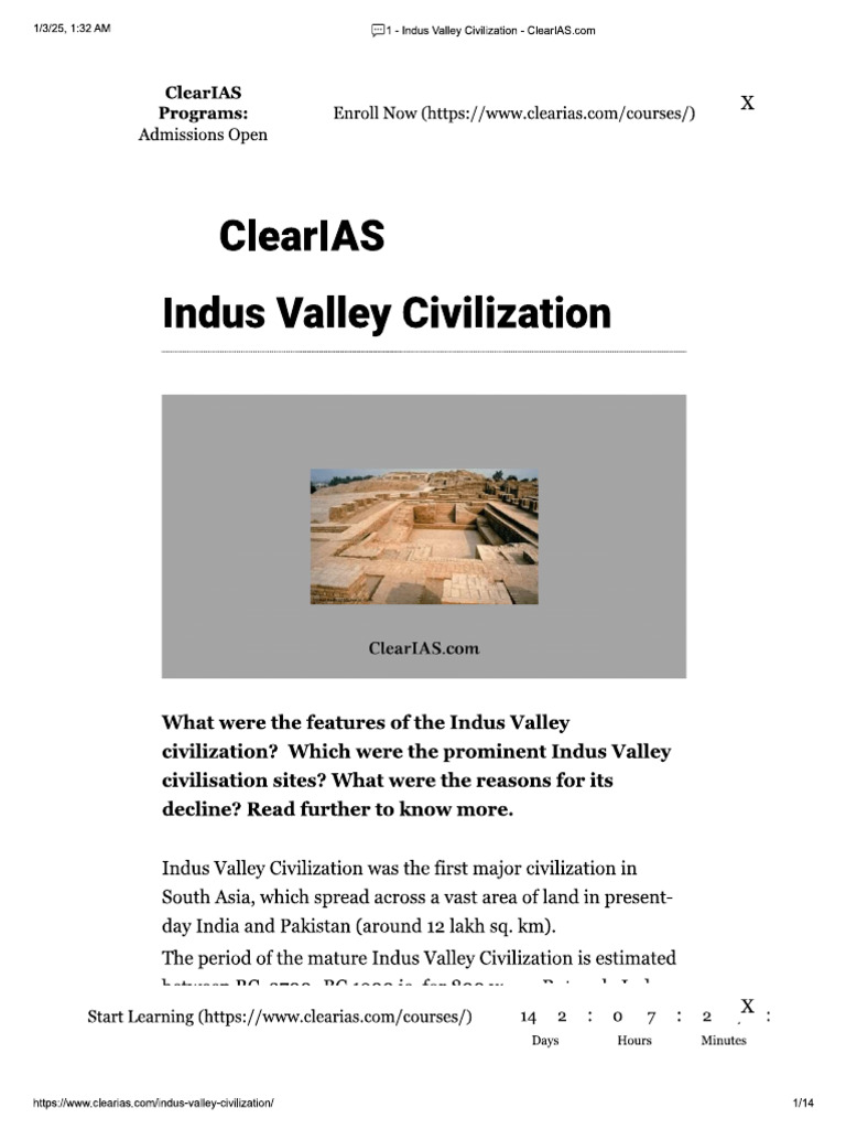 ClearIas-indian history indus valley civil | PDF