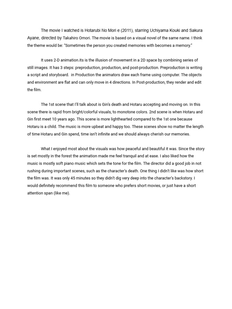 Animated Movie Essay | PDF