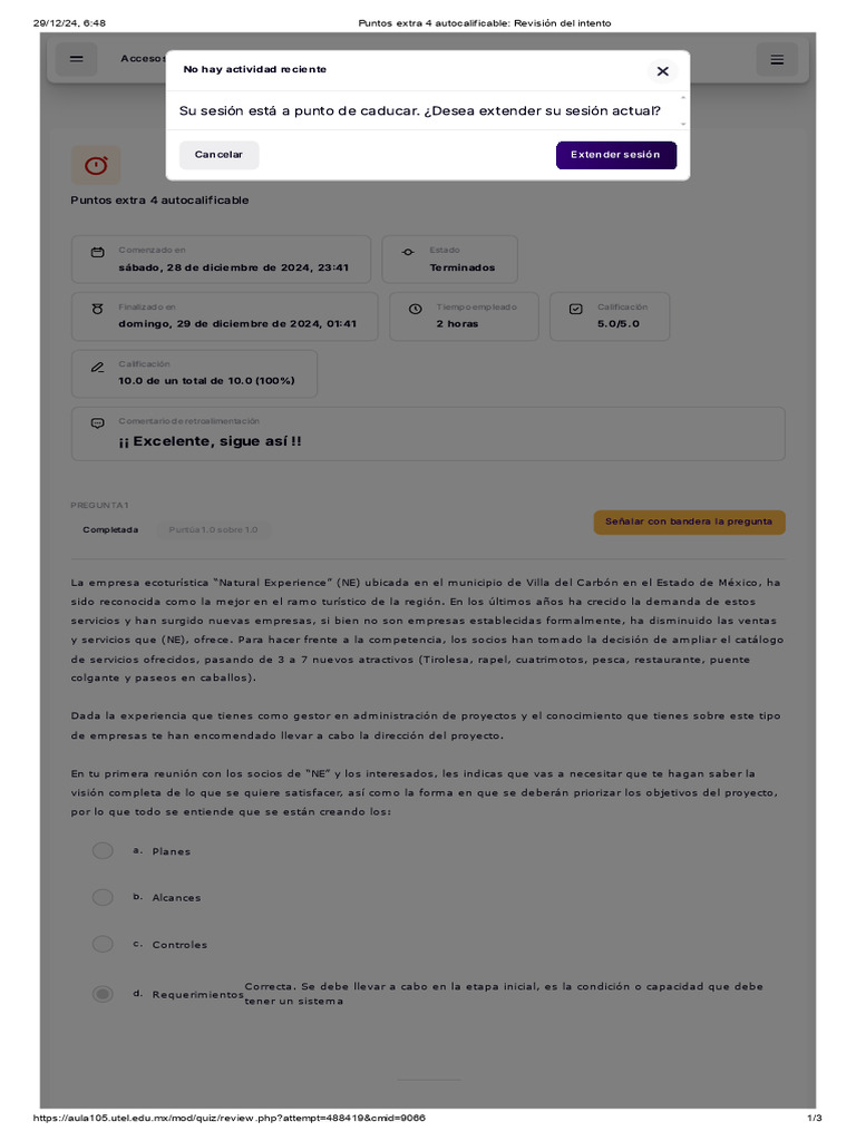 Puntos Extra 4 Autocalificable - Revisión Del Intento | PDF