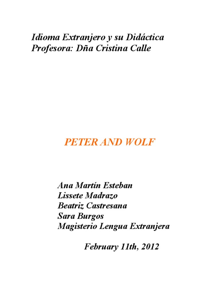 "Peter and Wolf" Lesson Plan | PDF | Vocabulary | Gray Wolf