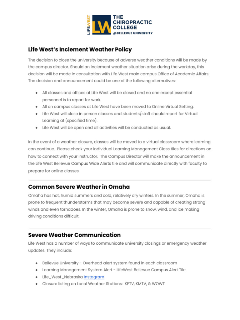 Weather Policy | PDF | Tornadoes | Severe Weather