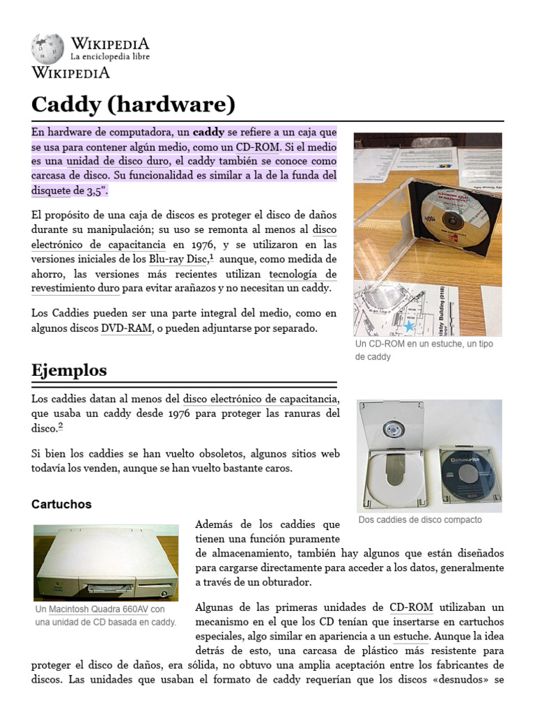 Caddy | PDF | Informática | Medios de almacenamiento