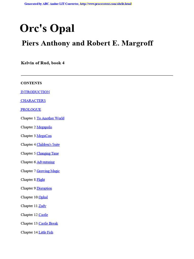 Piers Anthony & Robert E. Margroff - Kelvin 4 - Orc's Opal (1990) | PDF