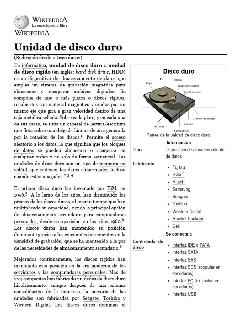 Unidad de Disco Duro | PDF | Disco duro | Unidad de estado sólido