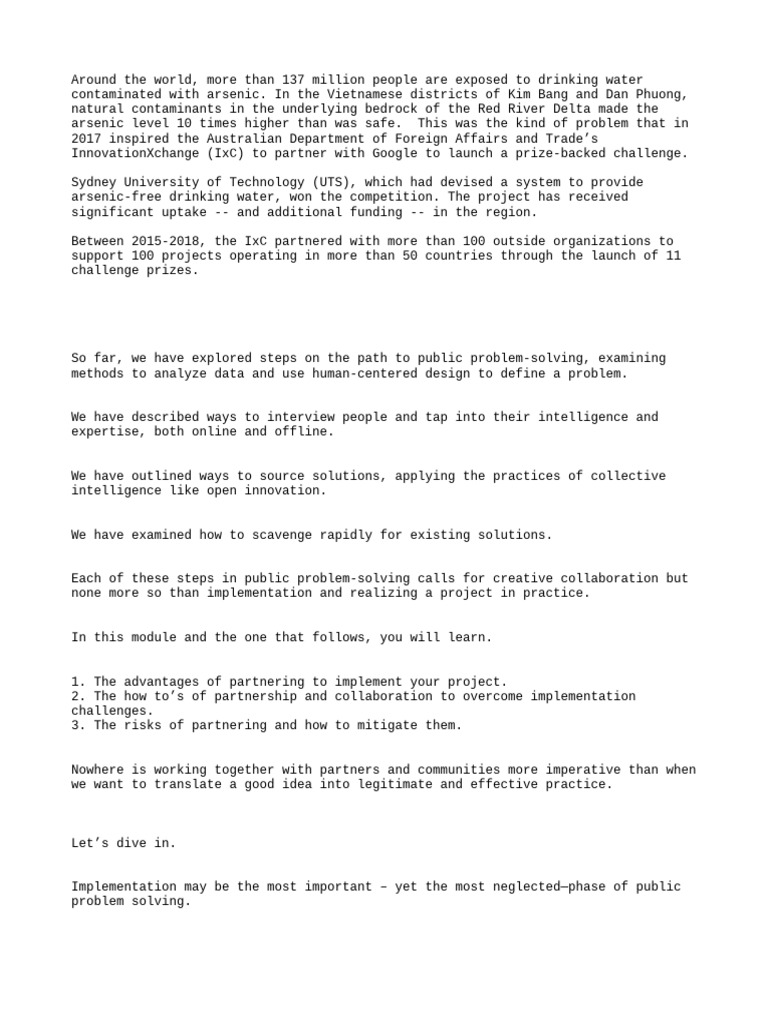 Solving Public Problems - Topic 10 - Module 1 - Powerful Partnerships ...