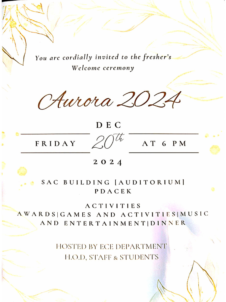 Freshers Invitation | PDF