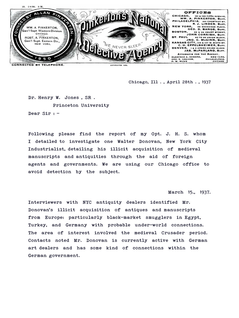 Pinkerton H Jones Letter | PDF