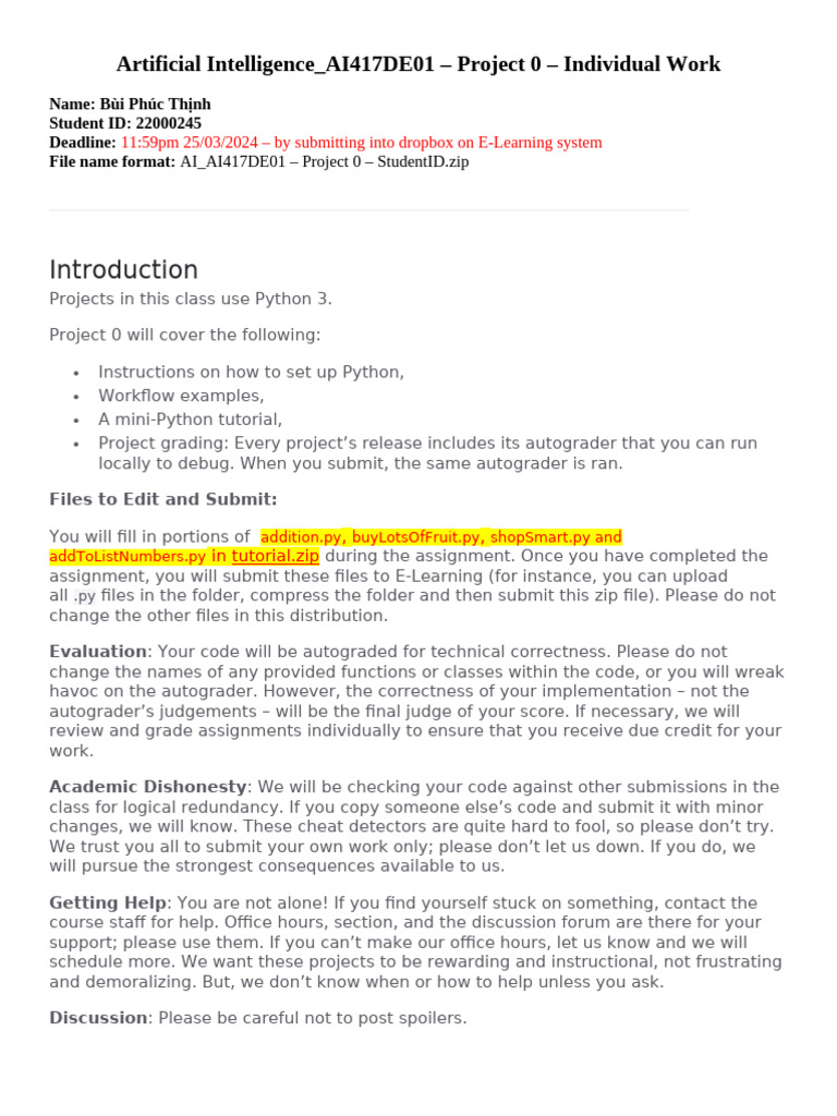 AI_AI417DE01 Project 0 | PDF | Zip (File Format) | Python (Programming Language)