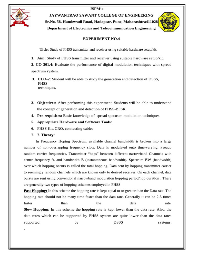 Expt. No. 4revised | PDF | Modulation | Transmitter