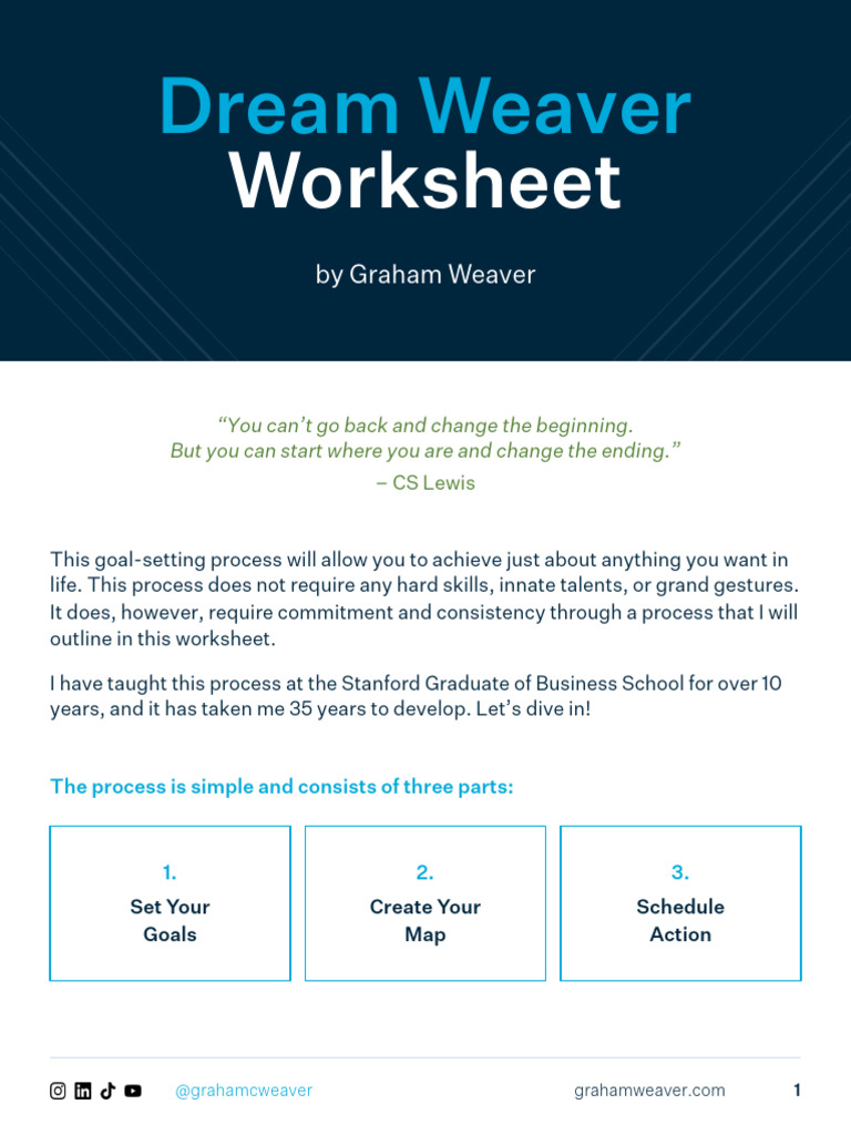 Dream Weaver Worksheet | PDF | Goal | Goal Setting