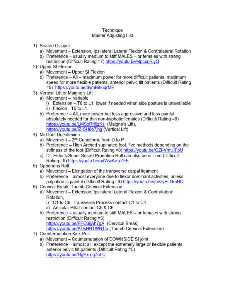 YouTube Technique Master List | PDF | Anatomical Terms Of Motion | Foot