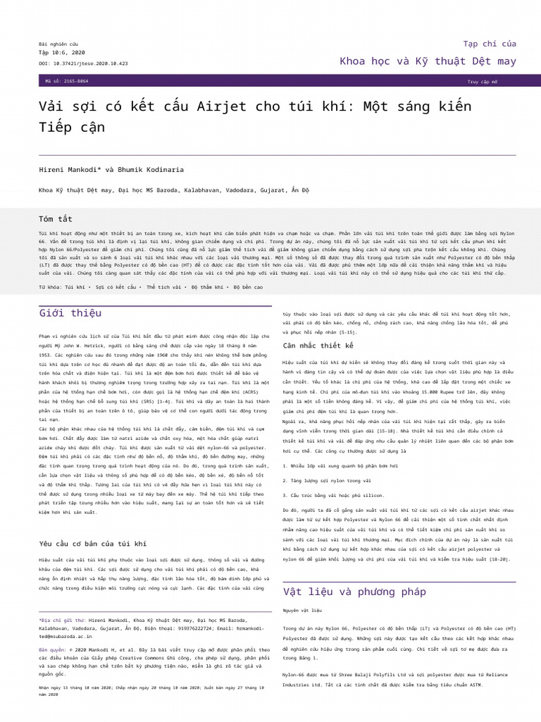 Airjet Textured Yarn Fabrics For Airbag | PDF