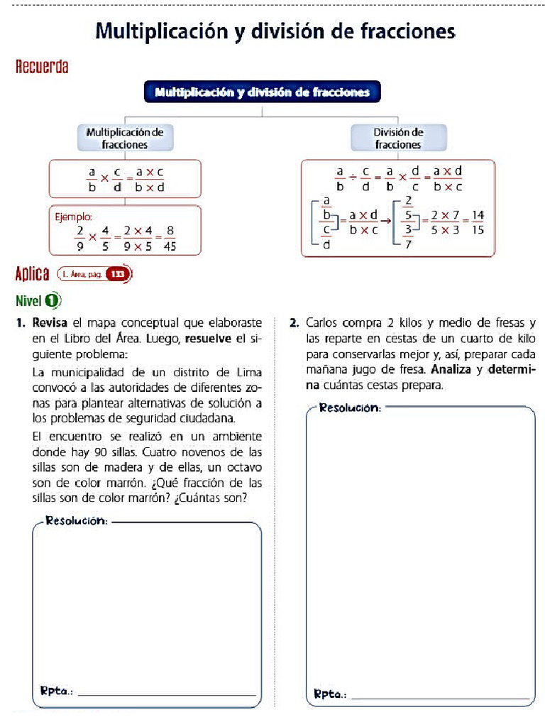 MULTIPLICACION DE FRACCIONESA | PDF