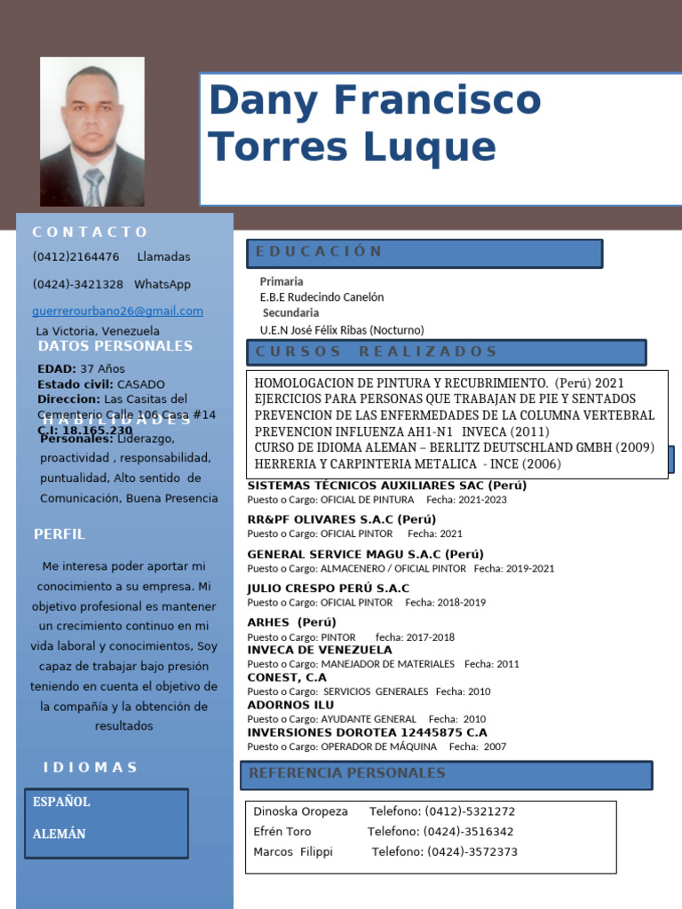 Currículo Dany Venezuela 2 | PDF
