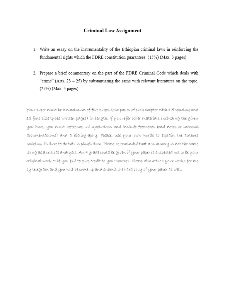 Criminal Law Assignment (1) | PDF