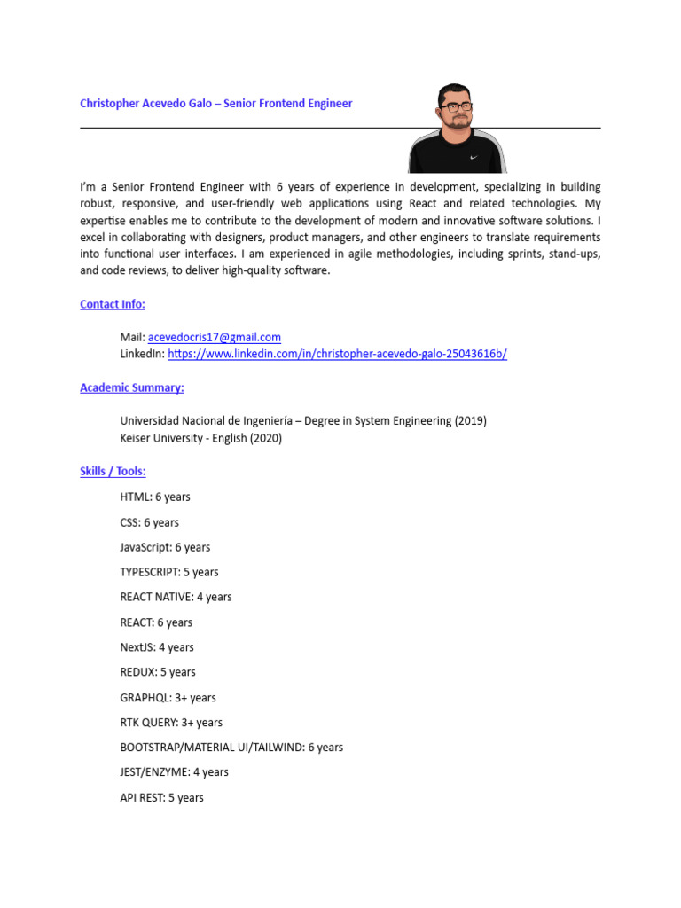 CV Christopher Acevedo Galo | PDF | Mobile App | Computer Programming