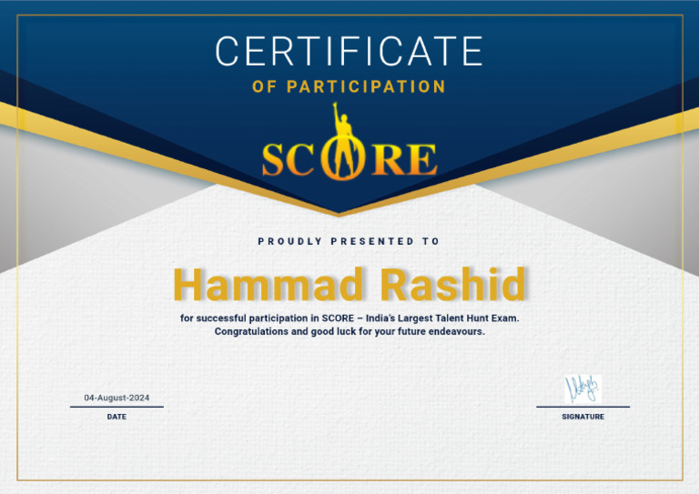 Score Certificate | PDF
