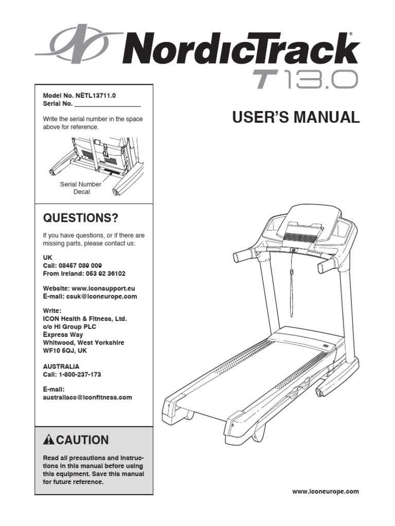 Nordictrack T13.0 Treadmill | PDF | Screw | I Pod