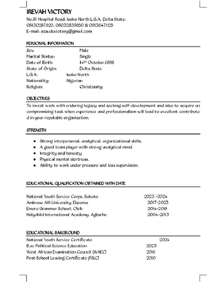 Big Vee CV - Phoenix | PDF