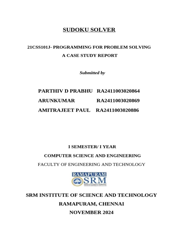 Sudoku Solver Project | PDF | Computer Science | Computer Programming