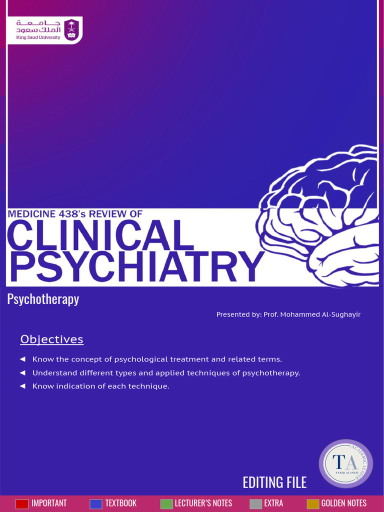 Lecture 18- Psychotherapy | PDF | Psychotherapy | Mental Disorder