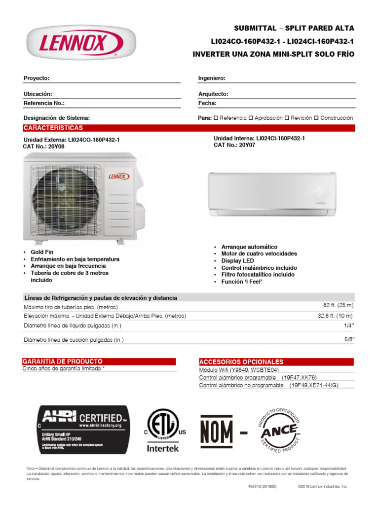 Ficha Técnica Lennox | PDF