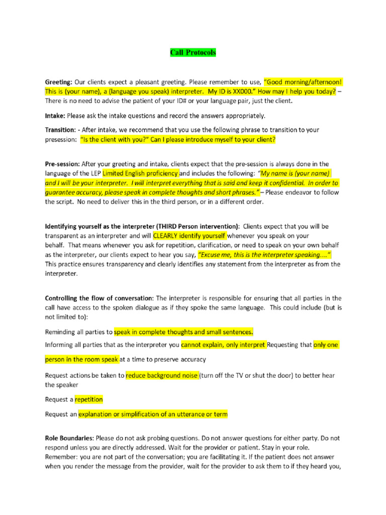Call Protocols | PDF