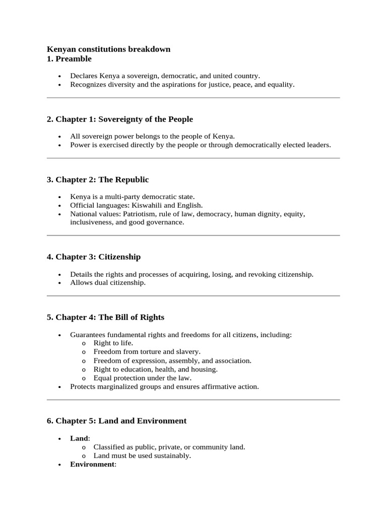 Kenyan Constitutions Breakdown 1 | PDF | Democracy | Political Ideologies