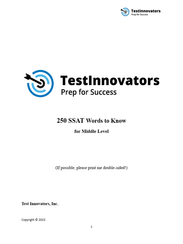 Middle_Level_SSAT_Words_to_Know_v2 (8) | PDF | Trademark