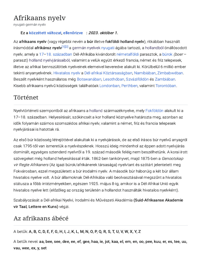 Afrikaans nyelv | PDF