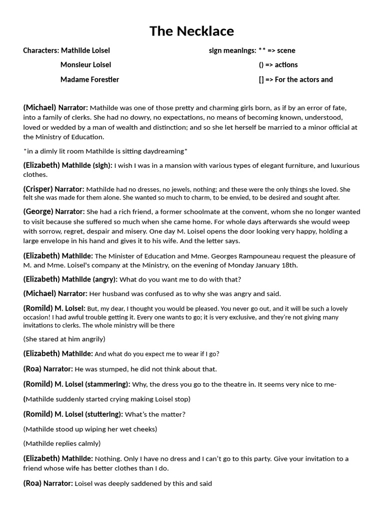 The Necklace Chamber Theater | PDF