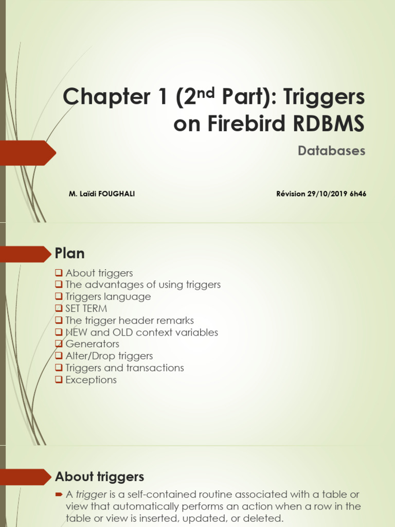 Chapitre 1 - Triggers | PDF | Computer Programming | Software Engineering