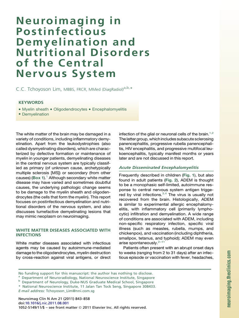 Neuroimaging in Demyelination Disorders | PDF | Nervous System ...
