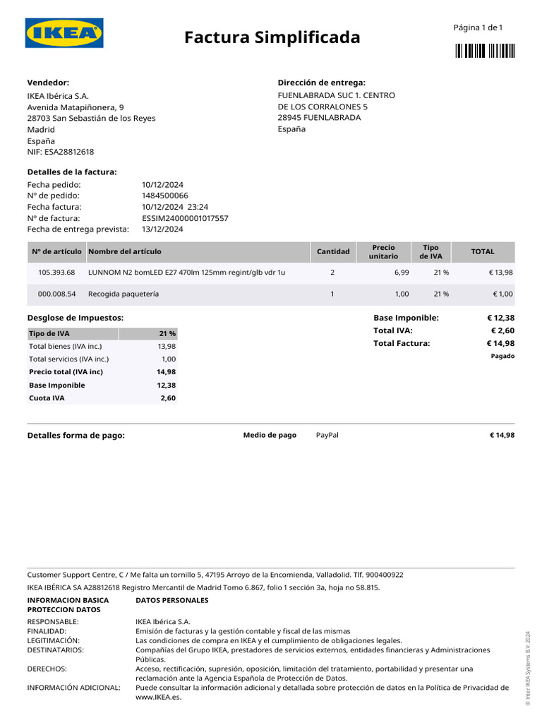 Factura Ikea | PDF | Factura