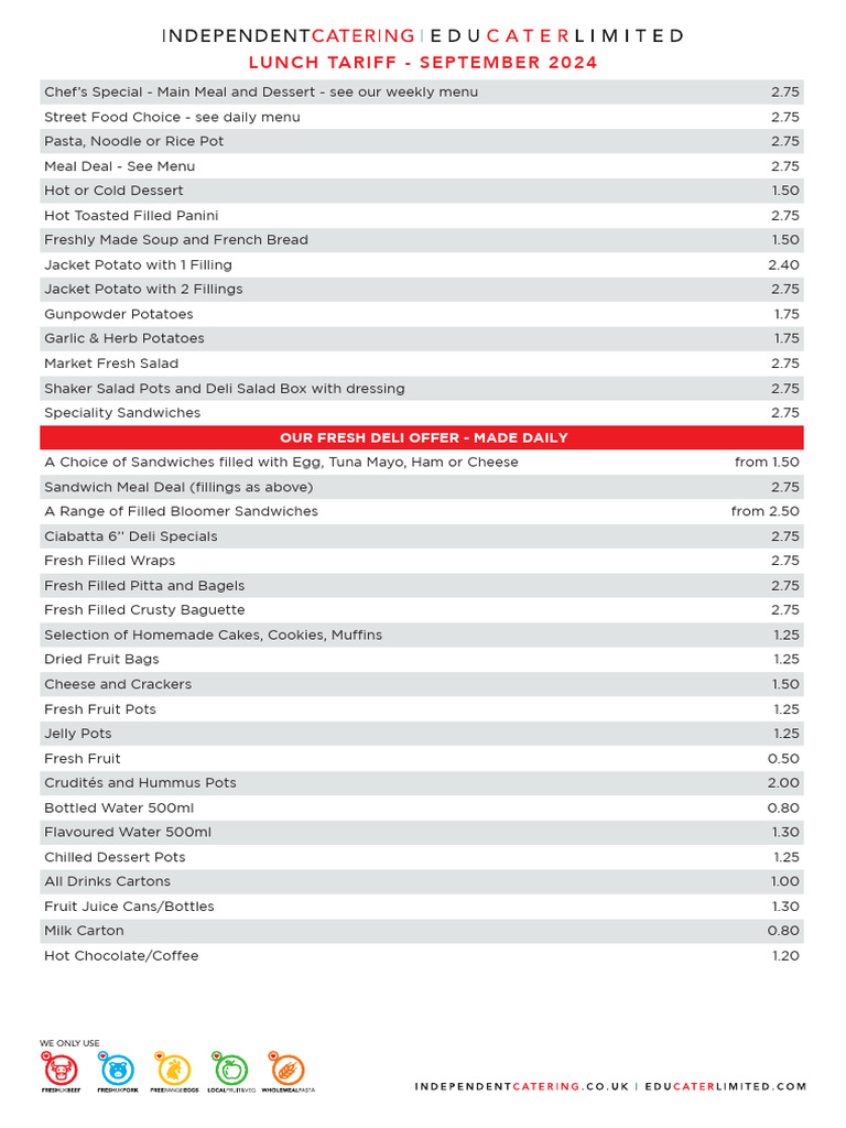 September 2024 Lunch & Breakfast Menu | PDF | Meal | Sandwich