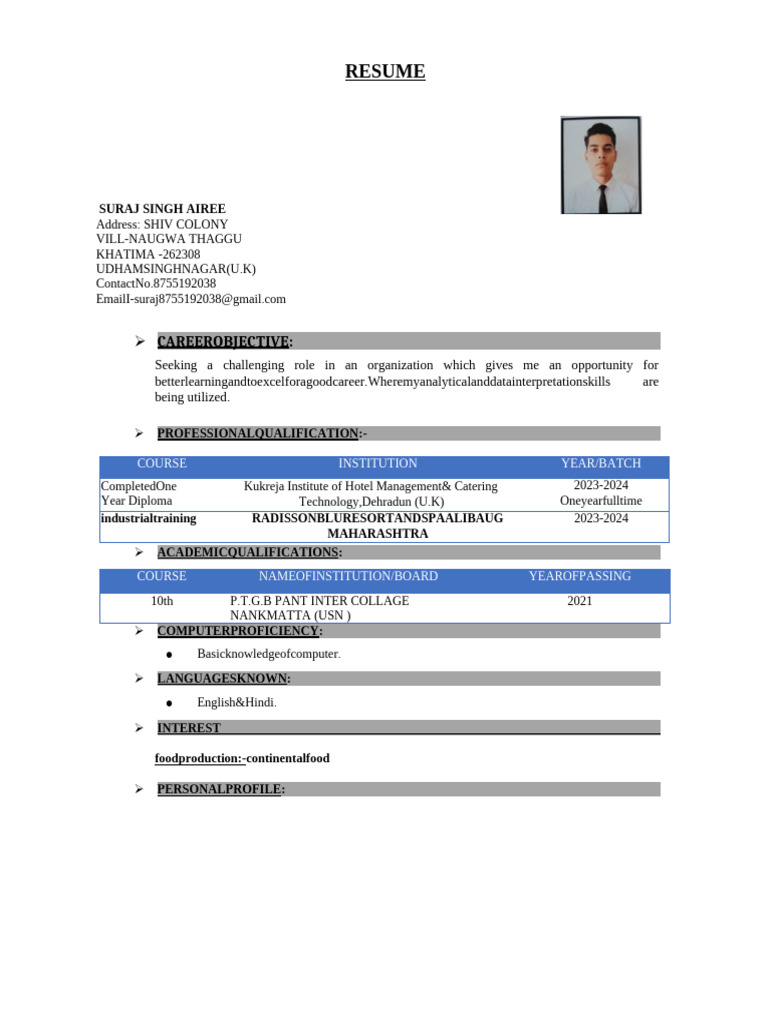 suraj singh cv1 | PDF