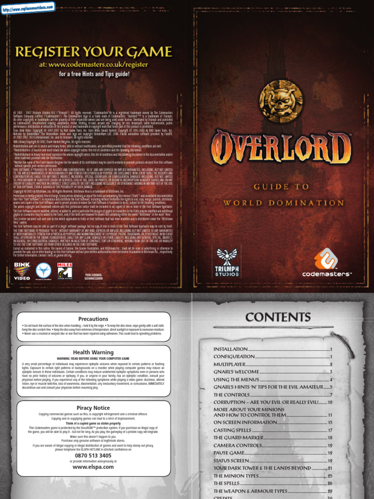 Overlord - UK Manual - PC | PDF | Copyright | Legal Liability