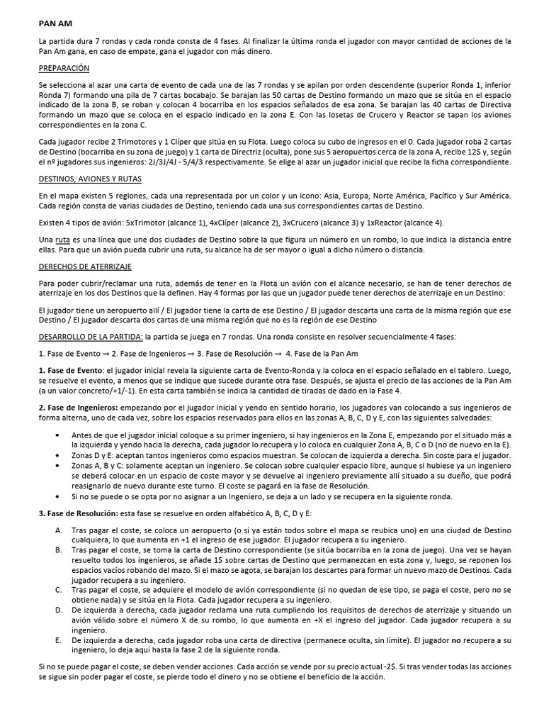ResumenReglas PanAm | PDF