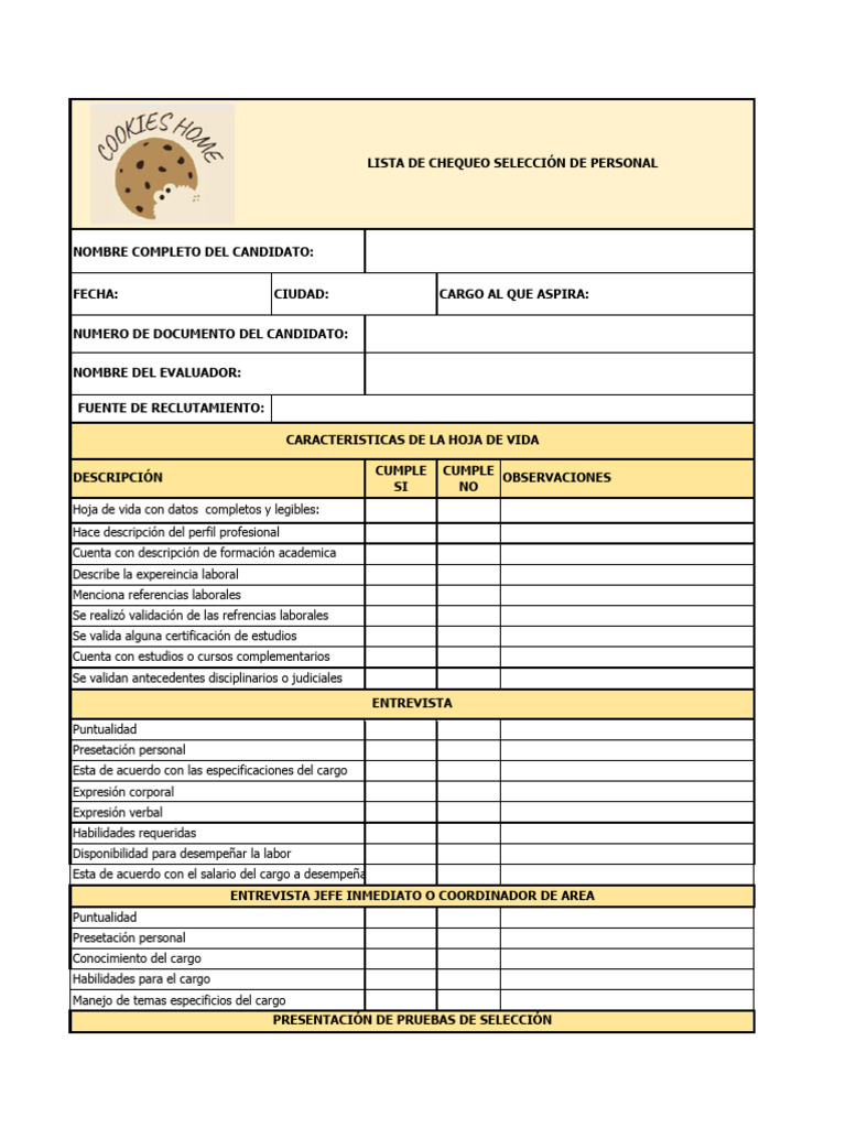 Lista de Chequeo para Selección de Personal | PDF