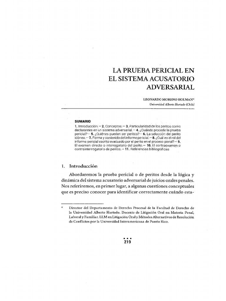 Prueba Pericial - Leonardo Moreno Hollman | PDF