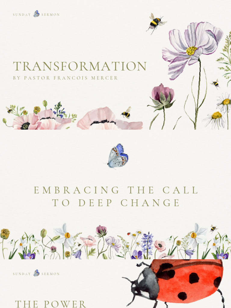 Beige Illustrative Floral Transformation Church Sermon Presentation PDF ...