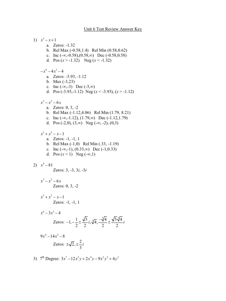 Unit 6 Algebra Test Answer Key | PDF | Business | Computers