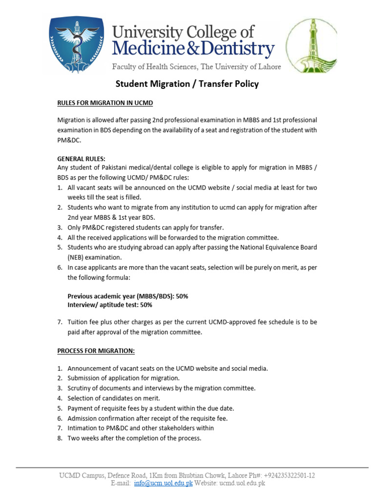 Migration Policy 2023 PDF | PDF | Dental Degree