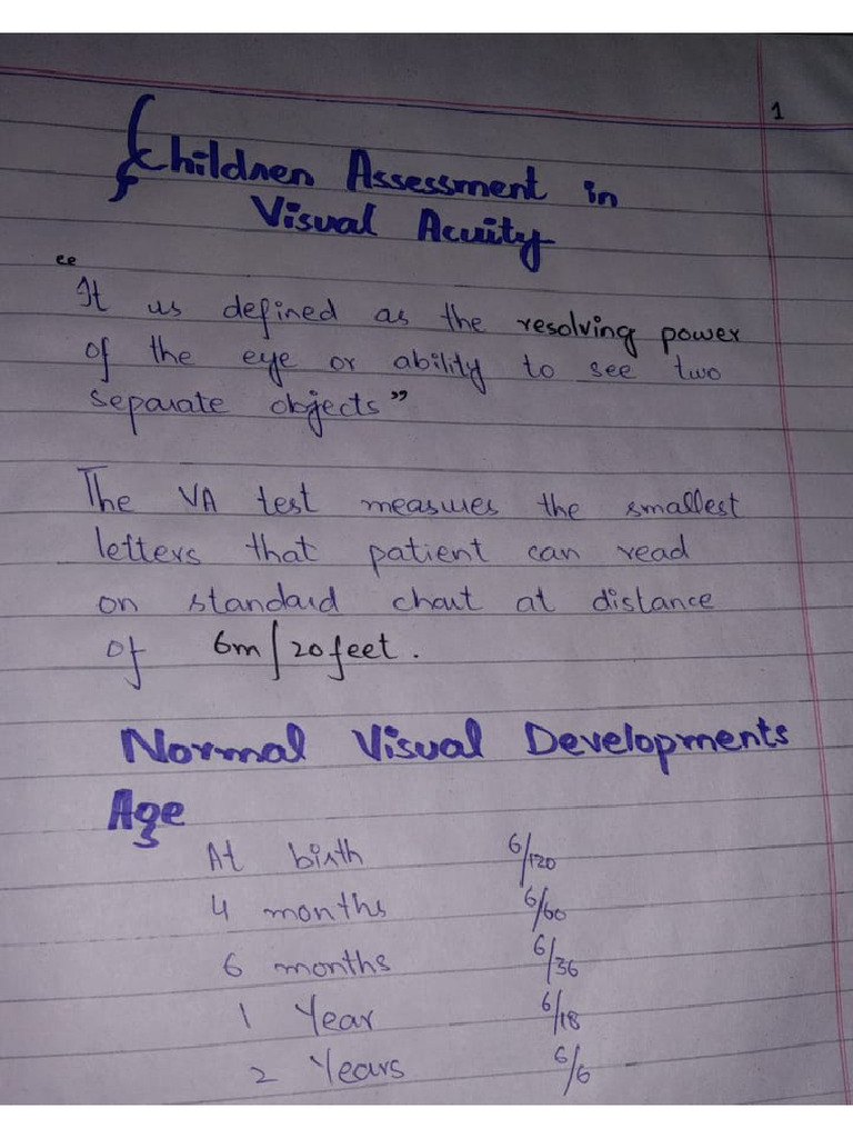Children Assessment in Visual Acuity | PDF