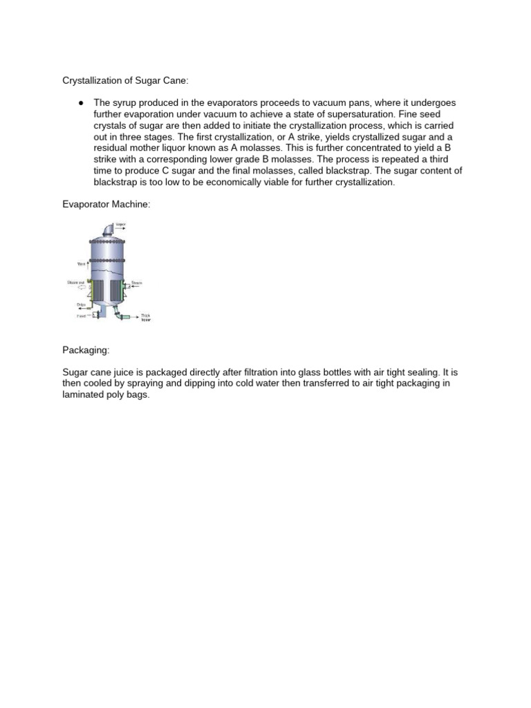 Sugar Cane Crystallization Process Explained | PDF