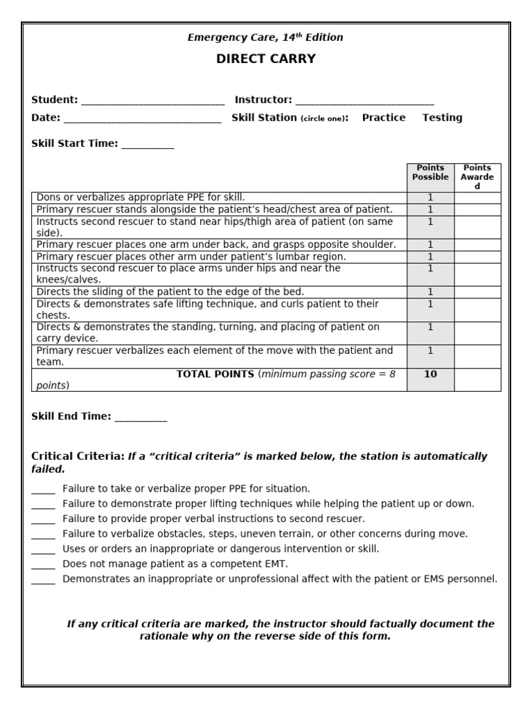 EC14 Direct Carry Skill | PDF | Medical Specialties | Clinical Medicine