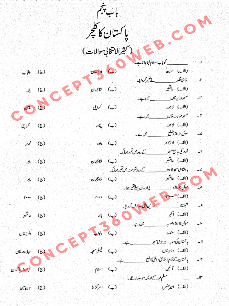 Pak Study Class 12 in Urdu Chapter 5 | PDF