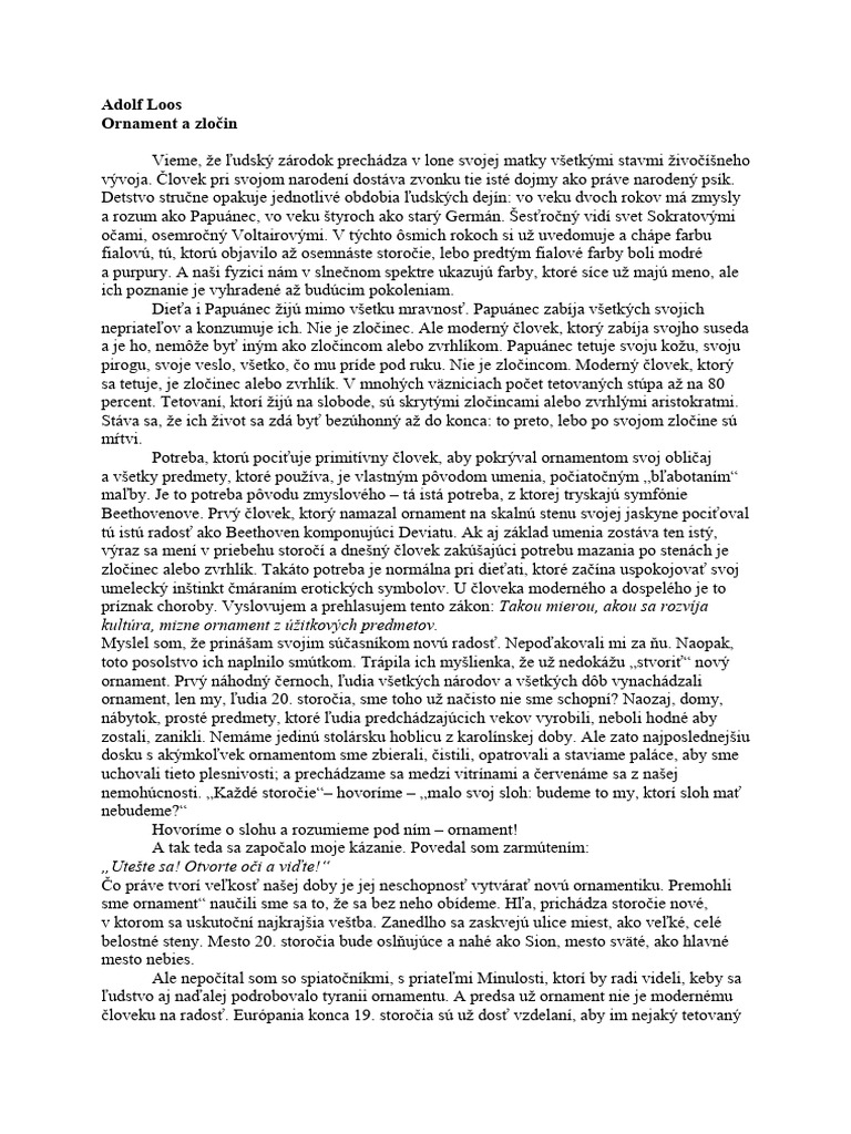 Adolf Loos - Ornament A Zločin | PDF