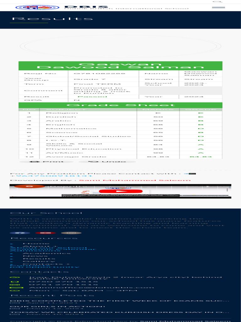 Results - Duhok British International School | PDF