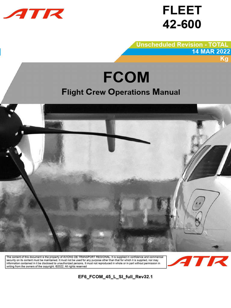 Fcom Atr 42-500 Ver 600 Rev 32.1 | PDF | Aviation | Aircraft
